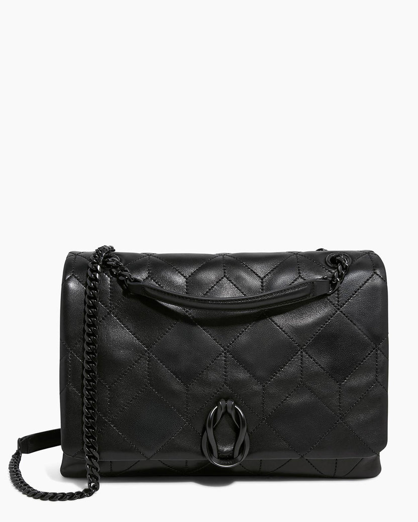 Black Unity Medium Shoulder Designer Leather Handbag For Women | AIMEE ...