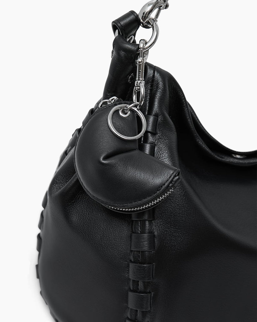 Black Fortune Zip Charm Designer Leather Handbag For Women | AIMEE by ...